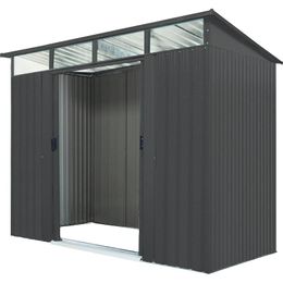 Pergart Ger&auml;tehaus &raquo;L&uuml;beck 86&laquo; Metall, mit Pultdach und Lichtband, anthrazit matt grau Metall Einheitsgr&ouml;&szlig;e