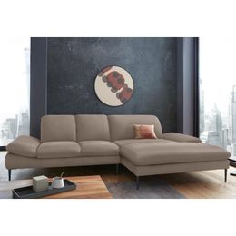 W.Schillig Ecksofa &raquo;enjoy&MORE, Designsofa, elegant und bequem, L-Form&laquo; Sitztiefenverstellung, F&uuml;&szlig;e schwarz pulverbeschichtet, Breite 310 cm braun 