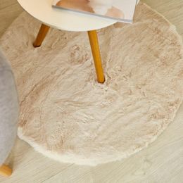 OTTO home Hochflor-Teppich &raquo;Lugano&laquo; rund 30 mm H&ouml;he Kunstfell, Uni Farben, sehr weich & kuschelig beige &Oslash; 80cm 1 Stk., 30mm, &Oslash; 80cm