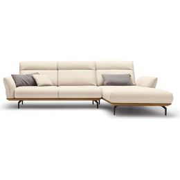 Creation BY ROLF BENZ Ecksofa &raquo;CR.460 Design-Sofa der Extraklasse, verstellbare R&uuml;ckenlehne, L-Form&laquo; Sockel in Nussbaum, Winkelf&uuml;&szlig;e in Umbragrau, 