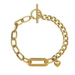 Lascana Damen Lascana Armband &raquo;Chunky Armkette&laquo; Mit Herz Anh&auml;nger Edelstahl
