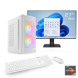 CSL PC-Komplettsystem &raquo;Spectrum V25260W&laquo; 27 &prime;&prime; AMD Ryzen 3 16 GB RAM 1.000 GB SSD wei&szlig; Inkl. 27 Zoll Full-HD Monitor, Maus, Tastatur, 300 MBit/s WLAN-