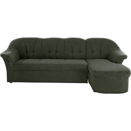 DOMO collection Ecksofa &raquo;Pegnitz, elegante R&uuml;ckensteppung, komfortabel, Breite 238cm, L-Form&laquo; wahlweise mit Bettfunktion gr&uuml;n 100% Polyester B/H/T: 
