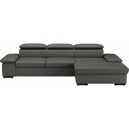 Sit & More sit&more Ecksofa &raquo;Alcudia L-Form&laquo; wahlweise mit Schlaffunktion grau B/H/T: 286cm x 73cm x 174cm, NaturLEDER , Recamiere rechts,mit Kopfteilverstellung