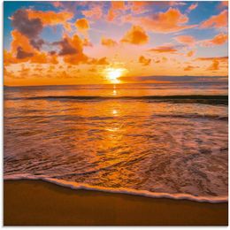Artland Glasbild &raquo;Sonnenuntergang am Strand&laquo; Sonnenaufgang & -untergang 1 Stk. tlg. in verschiedenen Gr&ouml;&szlig;en orange B/H/T: 20cm x 20cm, Glasbild Sonnenaufgang 