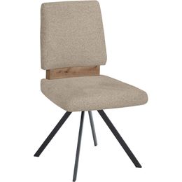 massivline&more Esszimmerstuhl &raquo;Br&uuml;gge 300&laquo; () 1 Stk. beige Holzwerkstoff, Metall, Stoff B/H/T: 48cm x 92cm x 59,5cm, 1 Stk., Microfaser Struktur (100