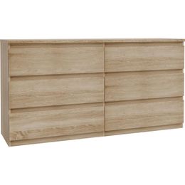 FORTE Kommode &raquo;Edmore&laquo; gro&szlig;e Kommode, grifflose Front, Stauraum, 6 Schubladen braun Holzwerkstoff B/H/T: 153,9cm x 79,8cm x 42,2cm, 6 Stk.