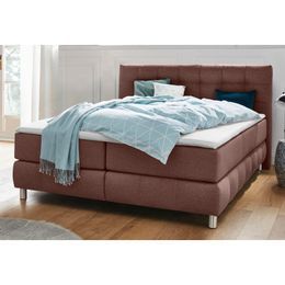 Home Affaire Boxspringbett &raquo;Salo&laquo; incl. Topper, 6 Breiten, 2 H&auml;rtegrade, TFK auch in H&auml;rtegrad 4 braun Struktur (100% Polyester);Bezug der 