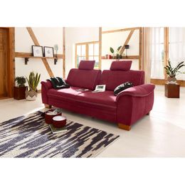 OTTO home 3,5-Sitzer &raquo;Husum&laquo; mit Sitztiefenverstellung, Kontrastnaht und Federkern rot Luxus-Microfaser mit Druck (100% Polyester);Luxus-Microfaser in