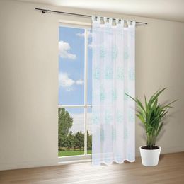 GERSTER Gardine &raquo;Indira&laquo; Schlaufen 1 Stk. tlg. Schlaufenschal "Indira" mit Pr&auml;gedruck gr&uuml;n Wirkware, Polyester 245cm, Schlaufen, 140cm