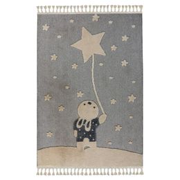 Kayoom Kinderteppich &raquo;Modena 418&laquo; rechteckig 11 mm H&ouml;he auch in rund, Kurzflor, Hoch Tief, mit Fransen Polypropylen B : 120cm 1 Stk., 11mm, L: 170cm