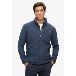 Superdry Herren Fleecejacke &raquo;POLAR FLEECE FULL ZIP&laquo; mit Kapuze mit Markenlabel, aus Polyester und Kunstfaser, Relaxed Fit, h&uuml;ftlang blau S