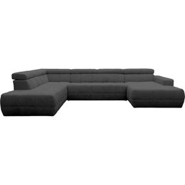 OTTO home Wohnlandschaft &raquo;Ballerup 359 x 228 cm, auch mit verstellbarer Sitztiefe&laquo; Kopfteile & Sitztiefe verstellbar, Pet Friendly Bezug, U-Form grau 