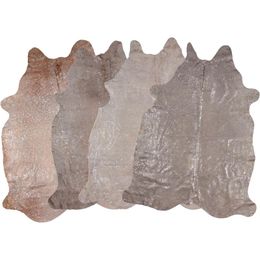 LUXOR living Fellteppich &raquo;Rinderfell Deluxe&laquo; fellf&ouml;rmig 4 mm H&ouml;he echtes Rinderfell, mit metallisch gl&auml;nzenden Akzenten, Naturprodukt beige Kuhfell B 