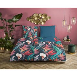Descanso Bettw&auml;sche &raquo;Chloe&laquo; 2 Stk. Baumwolle, Satin, 135x200, Biese, Rei&szlig;verschluss, Wendeoptik, Blumen bunt Satin (Bio-Baumwolle), Obermaterial: 100% 
