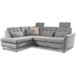 Die PlanBar Ecksofa &raquo;MP-IN20016 L-Form mit Kaltschaum-Polsterung&laquo; optional Kopfst&uuml;tzen & Schlaffunktion, mit Kaltschaum-Polsterung silber 100% 