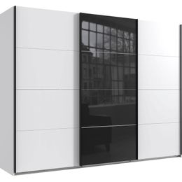 wimex Schwebet&uuml;renschrank &raquo;Norderstedt&laquo; INKLUSIVE 2 Stoffboxen und 2 zus&auml;tzliche Einlegeb&ouml;den, mit Glast&uuml;r wei&szlig; Holzwerkstoff Wei&szlig;, B/H/T: 270cm x 210cm x 