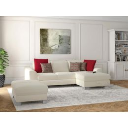 Sit & More sit&more Ecksofa &raquo;Dundee L-Form&laquo; mit Federkern und Edelstahlf&uuml;&szlig;en, wahlweise mit Kopfteilverstellung beige B/H/T: 264cm x 86cm x 175cm, Struktur weich