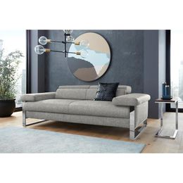 W.Schillig 2-Sitzer &raquo;finn&laquo; German Design Award 2016, Fu&szlig;gestell Chrom gl&auml;nzend, Breite 210 cm grau Flachgewebe S22 (100% Polyester);Stoff S37 (100% 