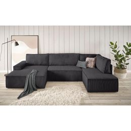 OTTO home Wohnlandschaft &raquo;SHERWOOD Cord U-Form, 329 cm - OTTO. Verl&auml;ssliche Qualit&auml;t.&laquo; Schlaffunktion m. Bettkasten (194x139 cm), Cord, Vintage, 