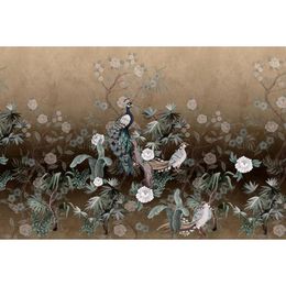 Livingwalls living walls Fototapete &raquo;Walls by Patel Peacock Island&laquo; glatt Vlies, Wand braun Vlies B/L: 4m x 2,7m