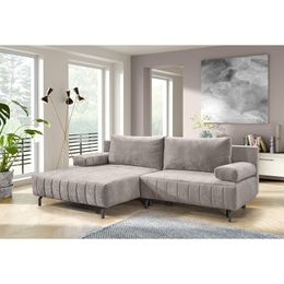 exxpo - sofa fashion Ecksofa &raquo;Cambria, B/T: 262/171 cm, hochbeiniges, modernes Design&laquo; inkl. Bettfunktion und Bettkasten, 15 cm bodenfrei, L-Form grau
