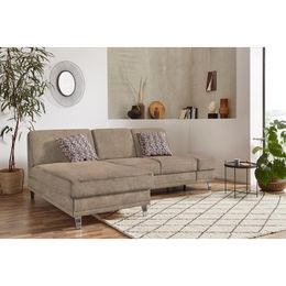 Sit & More sit&more Ecksofa &raquo;Clio L-Form&laquo; optional Schlaffunktion oder Vorziehsitz und Bettkasten, Federkern beige B/H/T: 246cm x 89cm x 165cm, Microfaser, 