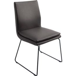 K+w Komfort & Wohnen K+W Komfort & Wohnen Esszimmerstuhl &raquo;Creso Lederstuhl&laquo; () mit Sitzkissen und Rundrohrkufe in Metall schwarz Struktur braun Bronco: Nappaleder 