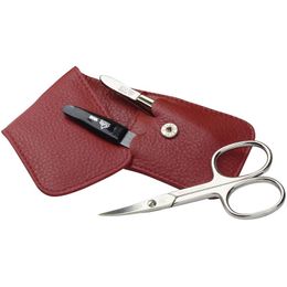 ERBE&reg; Erbe Unisex ERBE Manik&uuml;re-Etui &raquo;Siena&laquo; Hochwertiges Lederetui mit pr&auml;zisen ERBE Solingen-Werkzeugen. rot B/H/T: 50mm x 100mm x 20mm 3 Stk.