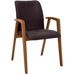 massivline&more Armlehnstuhl &raquo;Casablanca 10, Stuhl, Esszimmerstuhl, K&uuml;chenstuhl&laquo; () 2 Stk.Massivholz: Wildeiche ge&ouml;lt grau Polyester B/H/T: 56cm x 