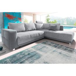 Jockenh&ouml;fer Ecksofa &raquo;Orlando L-Form, B: 257 cm&laquo; mit Schlaffunktion, Bettkasten, Zierkissen & Kopfst&uuml;tzen grau Softlux -Kunstleder, im Korpus;Farbe greige: 