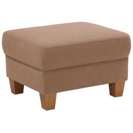 OTTO home Hocker &raquo;Texel&laquo; mit Federkern und Kontrastnaht, F&uuml;&szlig;e Buche eichefarben braun Struktur fein ( 100% Polyester);Luxus-Microfaser (100% Polyester
