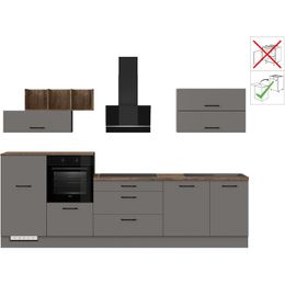 IMPULS K&Uuml;CHEN K&uuml;chenzeile &raquo;"New York", Schubk&auml;sten mit Soft-Close,&laquo; w&auml;hlbare Ausrichtung, Soft-Close-Schubk&auml;sten, Breite 320 cm grau B/H/T: 320cm x 