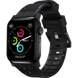 Nomad Smartwatch-Armband &raquo;Strap Rugged Connector 42/44/45/49mm&laquo; schwarz Kautschuk Ma&szlig;gefertigte &Ouml;sen und Schnallen aus rostfreiem Stahl