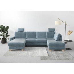 OTTO home Wohnlandschaft &raquo;Summer U-Form&laquo; mit oder ohne Schlaffunktion und Bettkasten, Cord-Bezug blau 100% Polyester B/H/T: 314cm x 91cm x 170cm, 
