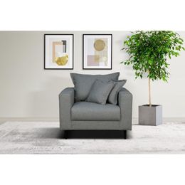 Home Affaire Sessel &raquo;VEYRAS Loungesessel, Ma&szlig;e B/T/H: 95/84/76 cm&laquo; mit Wellenunterfederung, incl. Kissen grau 100% Polyester Struktur weich, B/H/T: 