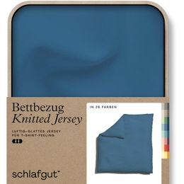 Schlafgut Bettbezug &raquo;Premium Bettbezug Knitted Jersey (1 St)&laquo; Ton-in-Ton Rei&szlig;verschluss, Bio-Baumwolle mit Elasthan, Uni, OEKO Tex blau Jersey, Obermaterial: 95