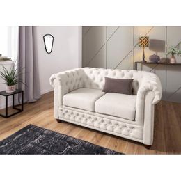 Home Affaire Chesterfield-Sofa &raquo;New Castle&laquo; mit hochwertiger Knopfheftung in Chesterfield-Design, B/T/H: 148/86/72 beige B/H/T: 148cm x 72cm x 86cm, 