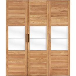 Home Affaire Kleiderschrank &raquo;Chamara&laquo; aus massivem Eichenholz, in unterschiedlichen Breiten, H&ouml;he 218 cm beige B/H/T: 185cm x 218cm x 65cm, T&uuml;ren: 3 