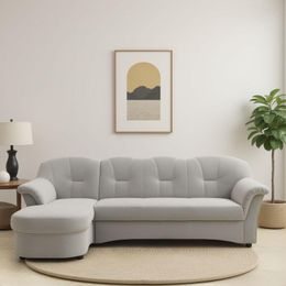 DOMO collection Ecksofa &raquo;FLORES Schlafsofa, 233x142x86 cm, L-Form&laquo; whlw. mit Bettfunktion, whlw. mit Federkern silber 100% Polyester B/H/T: 233cm x 