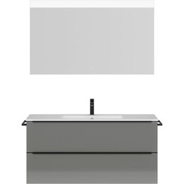 Nobilia Badm&ouml;bel-Set &raquo;Levere&laquo; vormontiert, mit Soft-Close, 2 Stk. tlg. grau B/H/T: 121cmcm x 169cmcm x 48,7cmcm, Griffe schwarz