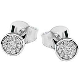 Firetti Damen Paar Ohrstecker &raquo;Schmuck Geschenk Silber 925 Ohrschmuck Ohrringe Kreis rund&laquo; mit Zirkonia (synth.) 5,5mm, Silber 925 (Sterlingsilber)