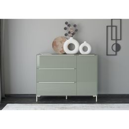 set one by Musterring Sideboard &raquo;Reno&laquo; 1 Stk. tlg. Mit Winkelfu&szlig; in diversen Farben, 108 cm H&ouml;he & Farbauswahl gr&uuml;n Glas, Holzwerkstoff B/H/T: 137cm x