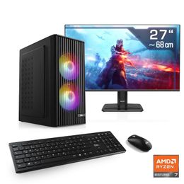 CSL PC-Komplettsystem &raquo;Spectrum V25284&laquo; 27 &prime;&prime; AMD Ryzen 7 GeForce RTX 5060 16 GB RAM 1.000 GB SSD schwarz Inkl. 27 Zoll Full-HD Monitor, Maus, 