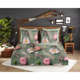 Good Morning Wendebettw&auml;sche &raquo;Senzi&laquo; 2 Stk. Flanell, Biber, Winter, Warm, Rei&szlig;verschluss, Wendeoptik, Blume Flanell, Obermaterial: 100% Baumwolle B/L: