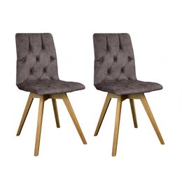 OTTO home Esszimmerstuhl &raquo;Rania&laquo; (Set) 2 Stk.Massivholzgestell, mit Knopfheftung braun Holzwerkstoff, Massivholz B/H/T: 45cm x 91cm x 55cm, 2 Stk., 