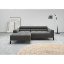 Home Affaire Ecksofa &raquo;Claya, 223 cm breit, L-Form, Kopfteilverstellung&laquo; Moderne Steppung, weicher Polsteraufbau & saugroboterfreundliche H&ouml;he grau 95%