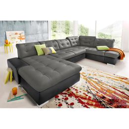 Sit & More sit&more Wohnlandschaft &raquo;Palomino U-Form&laquo; wahlweise in XL oder XXL schwarz NaturLEDER (echtes Rindsleder) in Sitz und R&uuml;cken. Korpus mit Kunstleder 