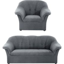 DOMO collection Polstergarnitur &raquo;Pegnitz zeitlos und elegant&laquo; Set, Sessel und 3-Sitzer grau 95% Polyester, 5% Nylon Chenille-Optik