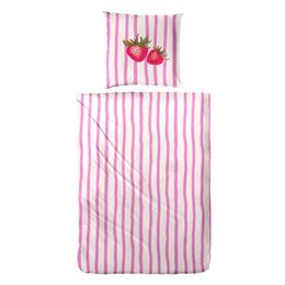 Primera Bettw&auml;sche &raquo;Renforce-Bettw&auml;sche Lemon stripes&laquo; 2 rosa Renforc&eacute;, Obermaterial: 100% Baumwolle B/L: 135cm x 200cm, 1 Stk., 1 Stk., Renforc&eacute;, B/L: 80cm x